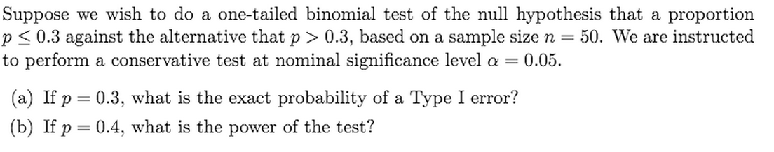 Solved Suppose we wish to do a one-tailed binomial test of | Chegg.com