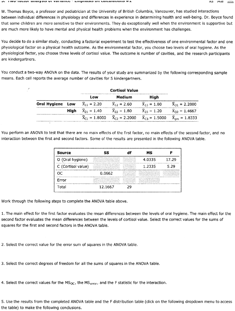 Solved W. Thomas Boyce, a professor and pediatrician at the | Chegg.com