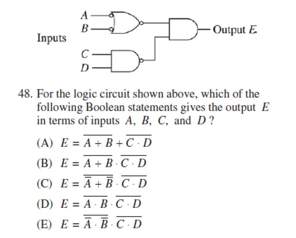 Solved For the logic circuit shown above, which of the | Chegg.com