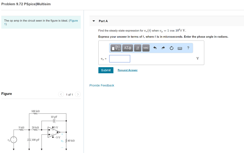 Solved Problem 9.72 PSpice Multisim The op amp in the | Chegg.com