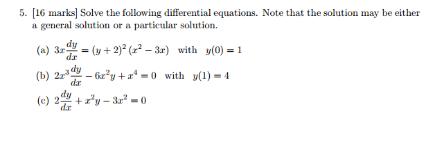 Solved Solve the following differential equations. Note that | Chegg.com