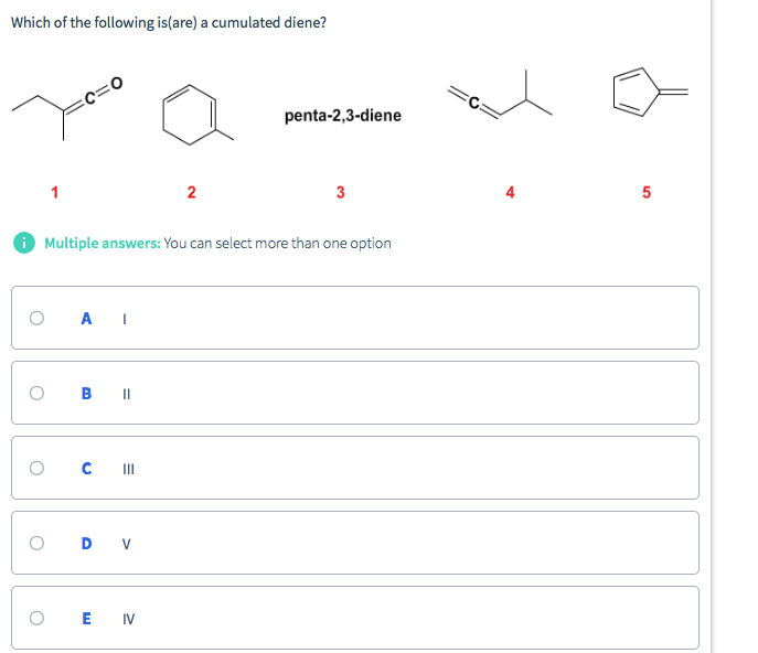 Solved Which of the following is(are) a cumulated diene? | Chegg.com