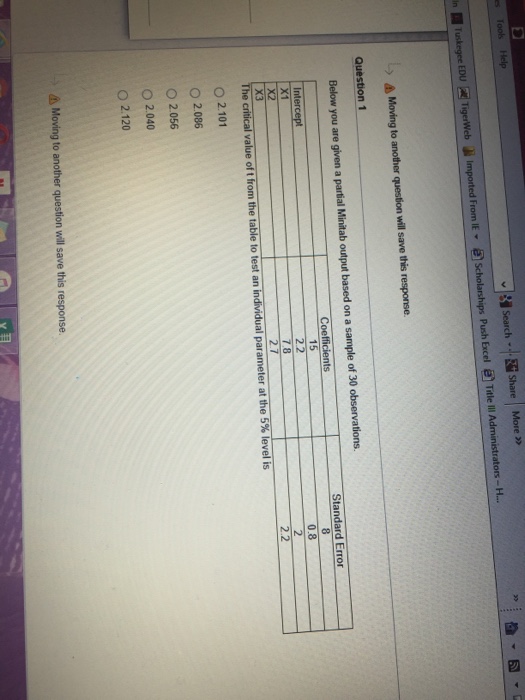 Solved Below you are given a partial Minitab output based on | Chegg.com