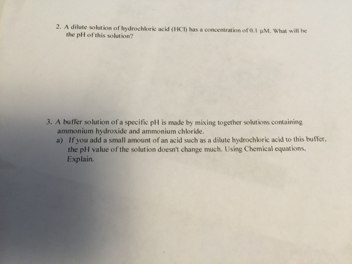 Solved A dilute solution of hydrochloric acid (MCI) has a | Chegg.com
