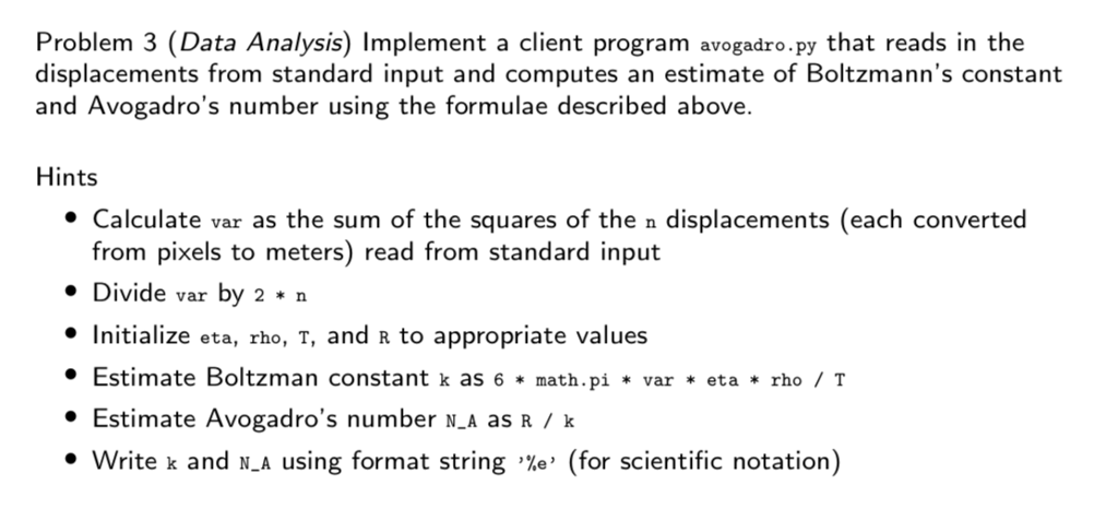 Problem 3 (Data Analysis) Implement a client program | Chegg.com