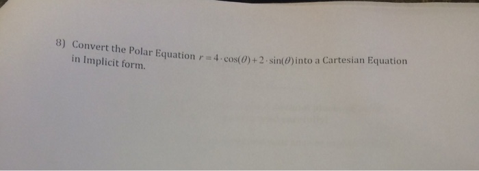 Solved Convert the Polar Equation r = 4 - cos(theta) + | Chegg.com