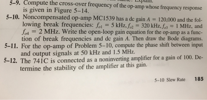 5-9. Compute the cross-over frequency of the op-amp | Chegg.com