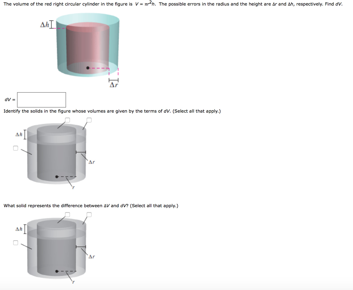 Solved The volume of the red right circular cylinder in the | Chegg.com