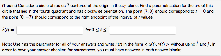 Solved Consider a circle of radius 7 centered at the origin | Chegg.com