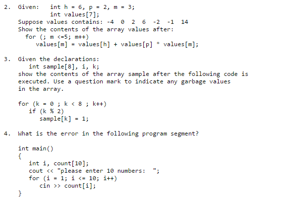 Solved Given Int H 6 P 2 M 3 Int Values 7