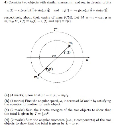 Solved 4) Consider two objects with similar masses, m and | Chegg.com