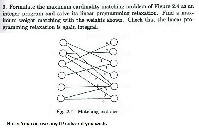 Solved Formulate the maximum cardinality matching problem of | Chegg.com