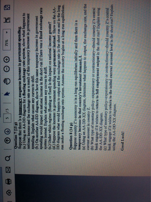 Solved Suppose that there is a temporary exogenous | Chegg.com