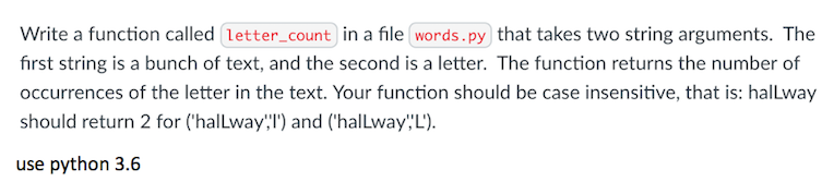 Solved Write a function called letter_count in a file | Chegg.com