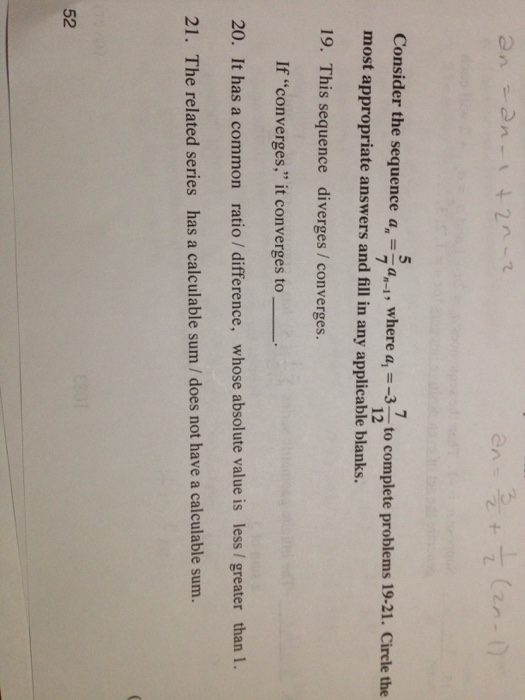 Solved Circle the most appropriate answers and fill in any | Chegg.com