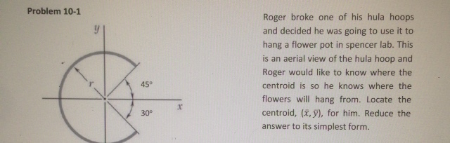 Solved Locate the centroid, (x,y), of the broken hula hoop | Chegg.com