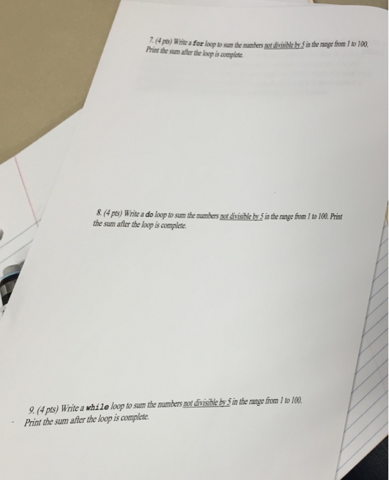 Solved Write A Or Loop To Sum The Numbers Not Divisible By 5 7100