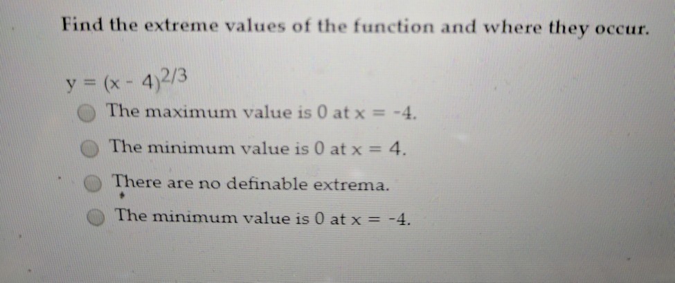 Solved Find the absolute extreme values of the function on | Chegg.com