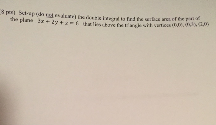 Solved Set-up (do not evaluate) the double integral to find | Chegg.com