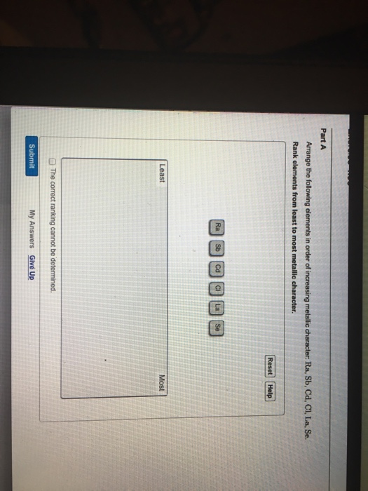 Solved Arrange The Following Elements In Order Of Increasing