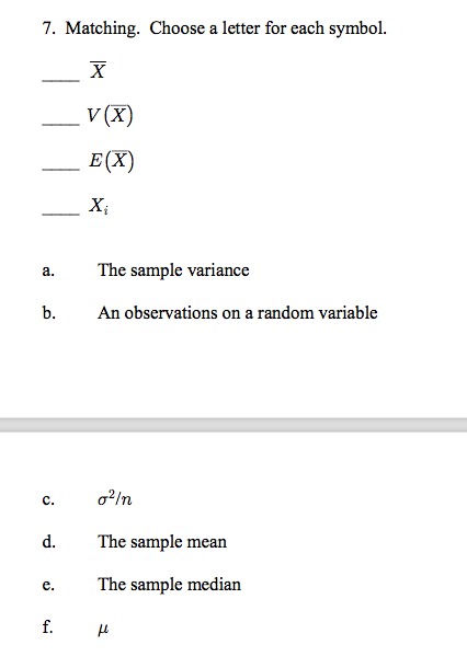 Sample Mean Symbol