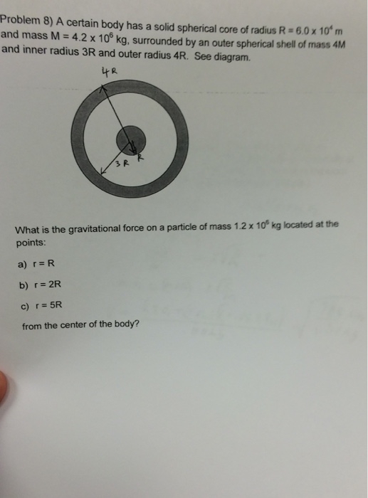 Solved Problem 8) A certain body has a solid spherical core | Chegg.com