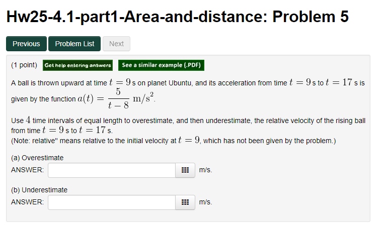 Solved Hw25-4.1-part1-Area-and-distance: Problem 5 PreviouS | Chegg.com