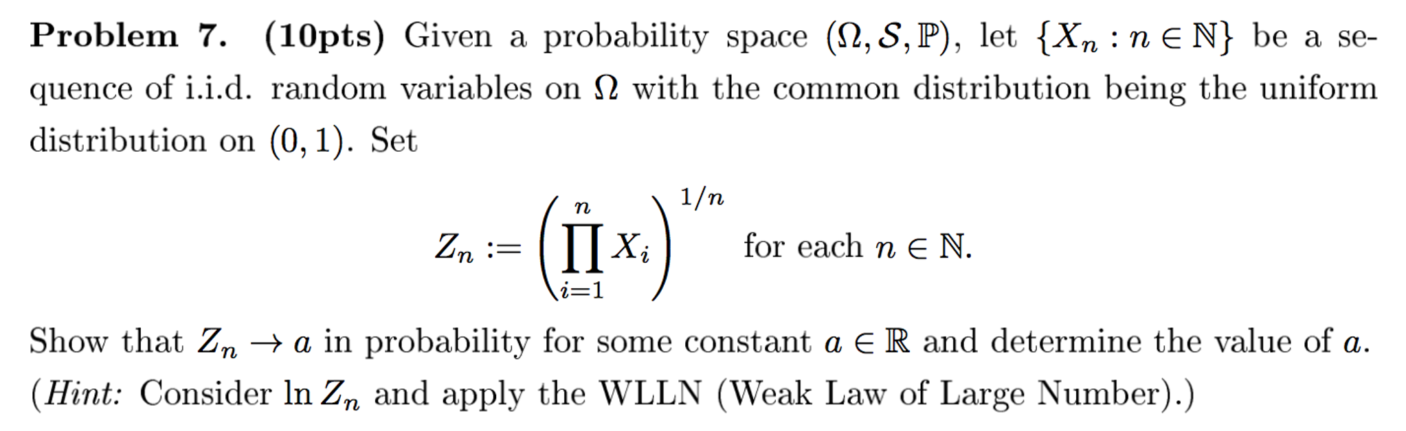 Solved Given a probability space (Ohm, S, P), let {X_n: n | Chegg.com