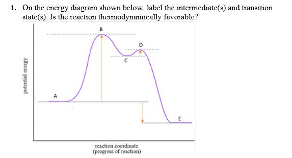 Solved On the energy diagram shown below, label the | Chegg.com