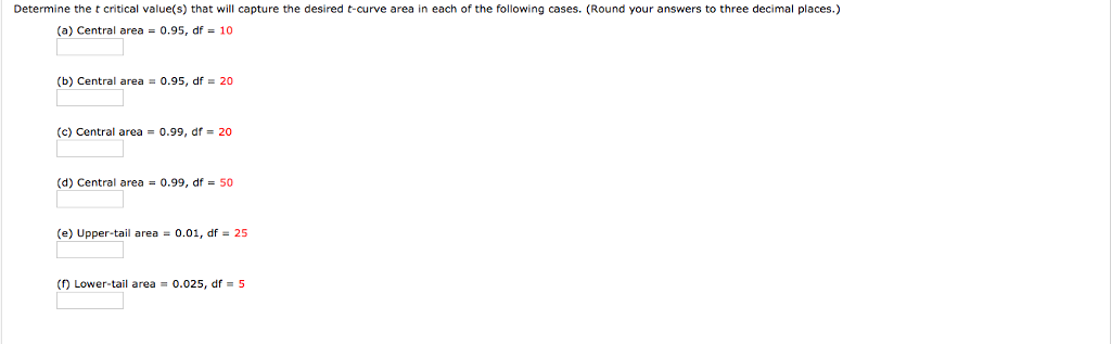 Solved Determine the t critical value(s) that will capture | Chegg.com