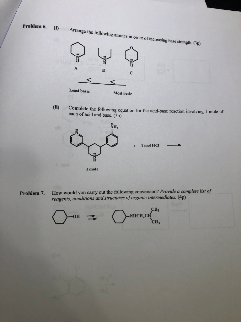 Solved Arrange the following amines in order of increasing | Chegg.com