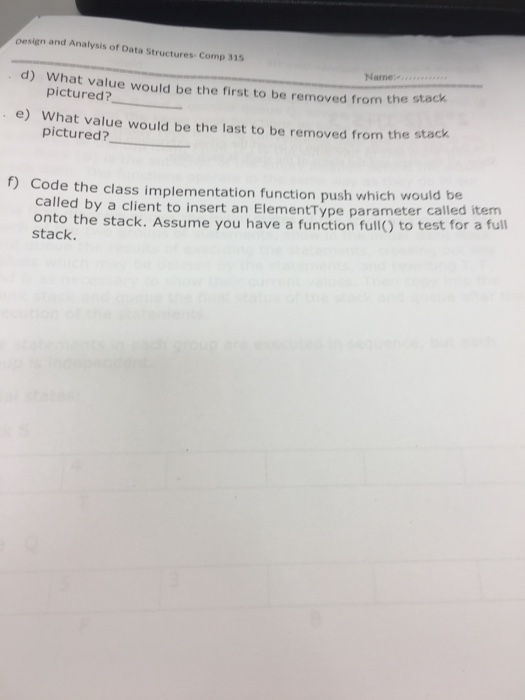 Solved Part II (30 points): Stacks 1. Suppose that the | Chegg.com