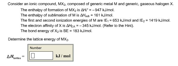 Solved Consider an ionic compound, MX_2, composed of generic | Chegg.com