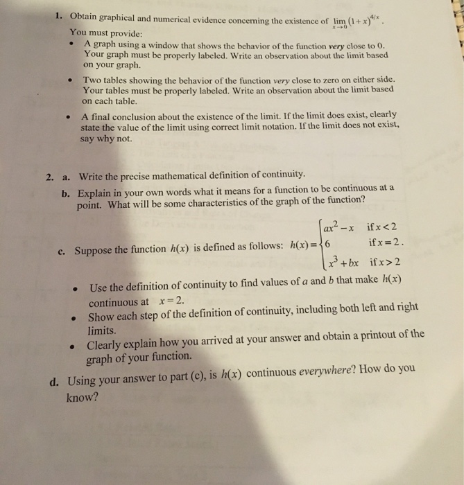 Solved Obtain graphical and numerical evidence concerning | Chegg.com