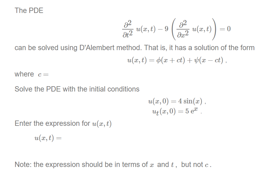 Solved The PDE partial differential^2/partial differential | Chegg.com