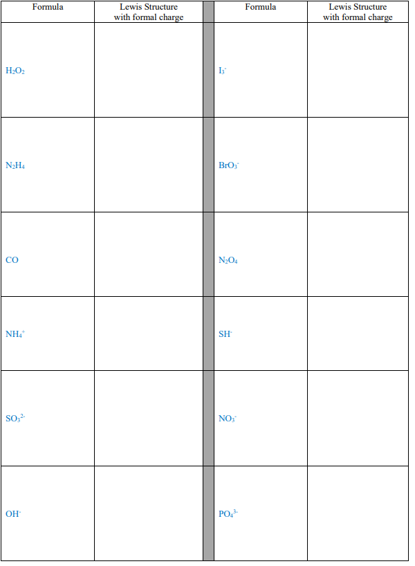 Solved Formula Lewis Structure with formal charge Formula | Chegg.com