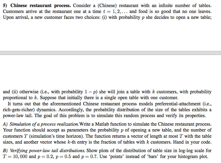 Chinese restaurant process. Consider a (Chinese) | Chegg.com