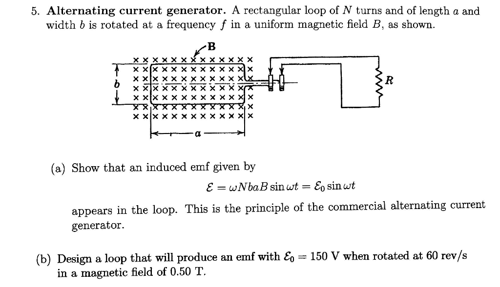Solved Alternating current generator. A rectangular loop of | Chegg.com