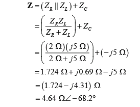 Solved Z = (Z || ZL)+Zc = (ZRZL/ZR + ZL) (( 2 ohm )(j5 ohm | Chegg.com