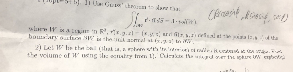 Solved r (ropt→+5). 1) Use Gauss theorem to show that Cea2 | Chegg.com