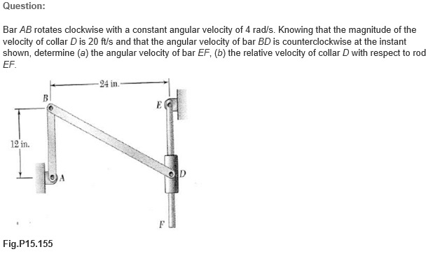 Solved Bar Ab Rotates Clockwise With A Constant Angular