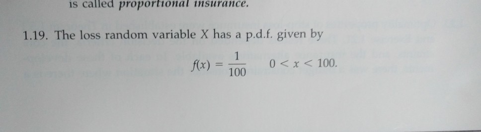 Solved s called proportional insurance. 1.19. The loss | Chegg.com
