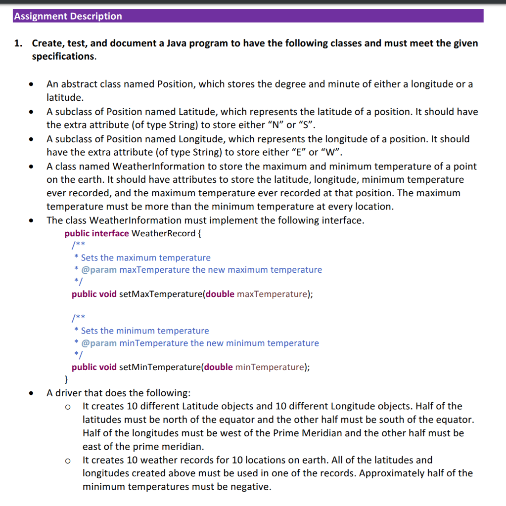 Solved Assignment Description Create, test, and document a | Chegg.com