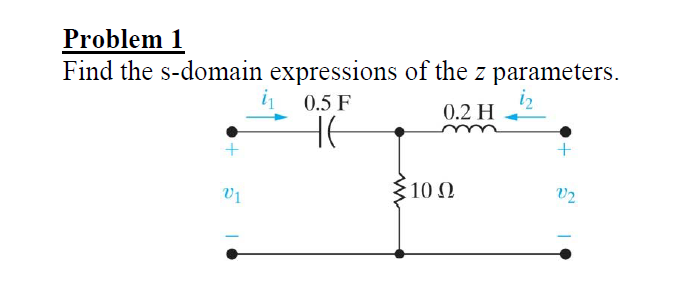 Find the s-domain expressions of the z parameters. | Chegg.com