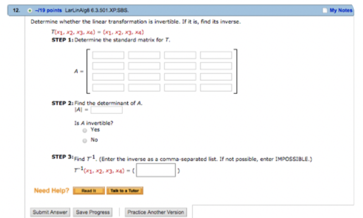 Solved Determine whether the linear transformation is | Chegg.com
