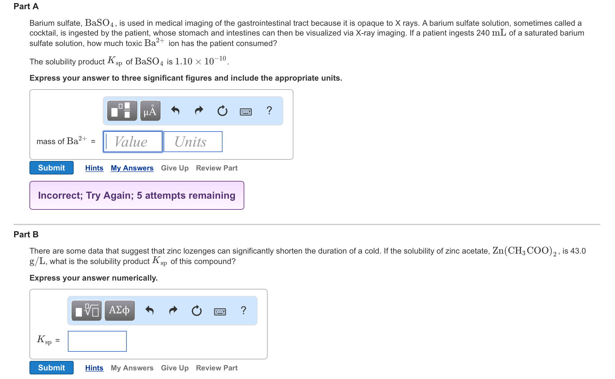 Solved Barium sulfate, BaSO_4, is used in medical imaging of | Chegg.com