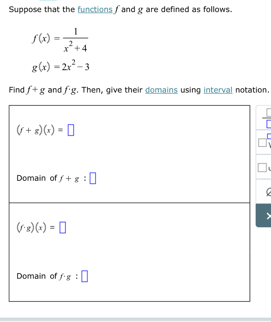 Solved Suppose that the functions fand g are defined as | Chegg.com