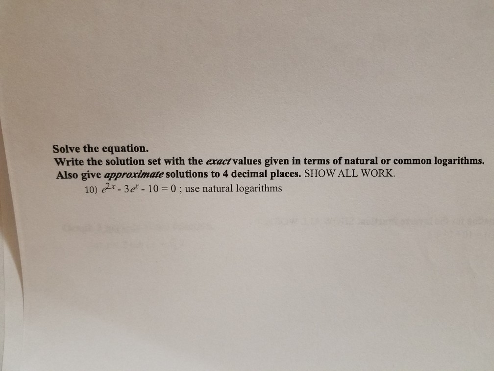 Solved Solve The Equation Write The Solution Set With The