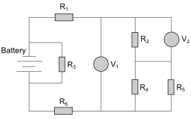 Solved A circuit containing a battery, resistors, and two | Chegg.com