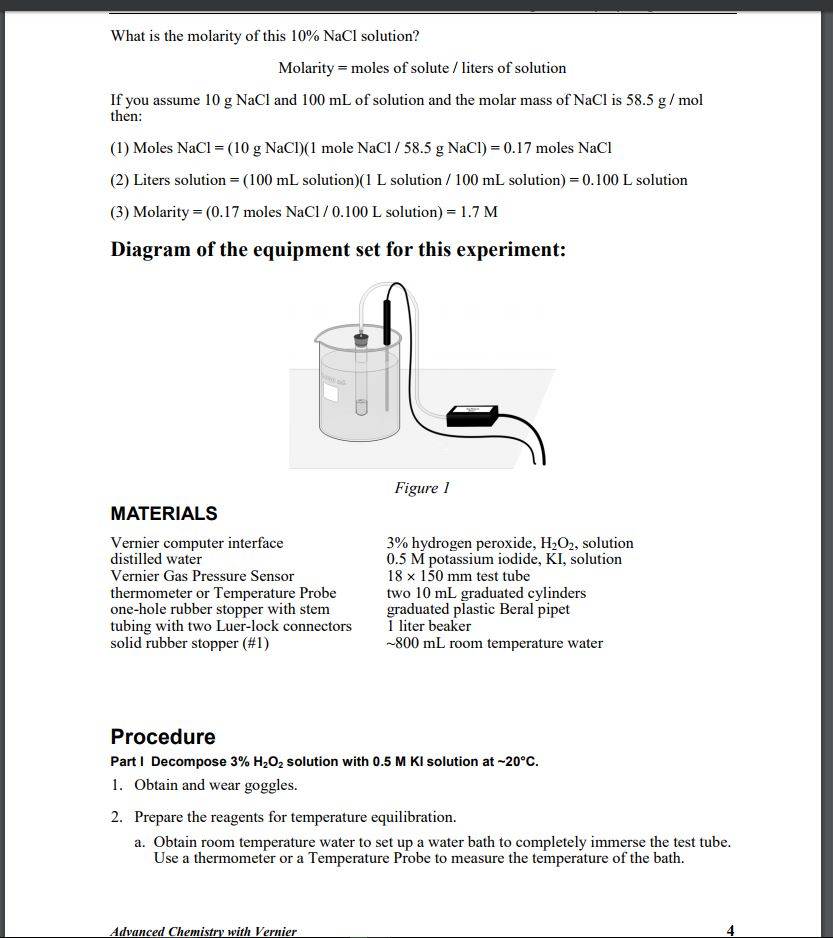 Experiment #2 Decomposition of Hydrogen Peroxide The | Chegg.com